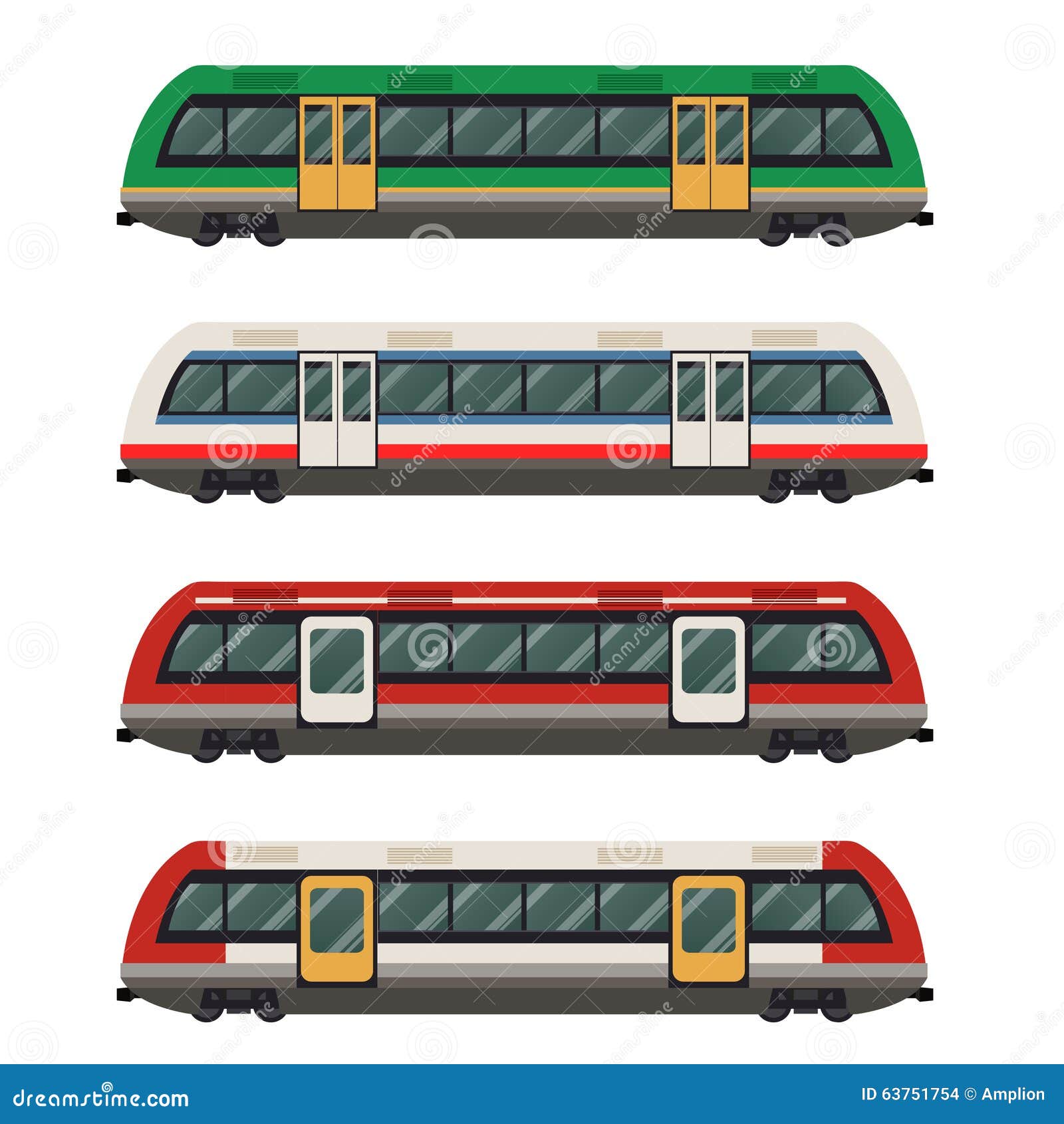 Set of railbuses stock vector. Illustration of locomotive - 63751754