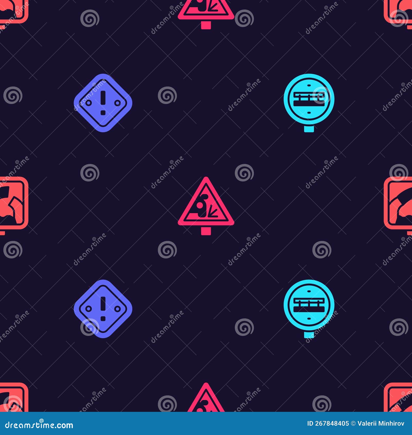 Set Railroad Crossing, Exclamation Mark Triangle, Warning Sign and ...