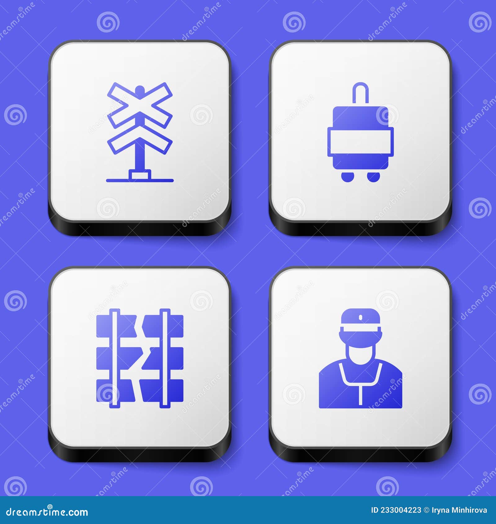 Set Railroad Crossing, Suitcase, Broken or Cracked Railway and Train ...