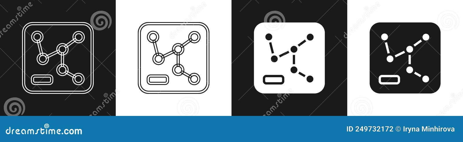 Set Railway Map Icon Isolated on Black and White Background. Vector ...