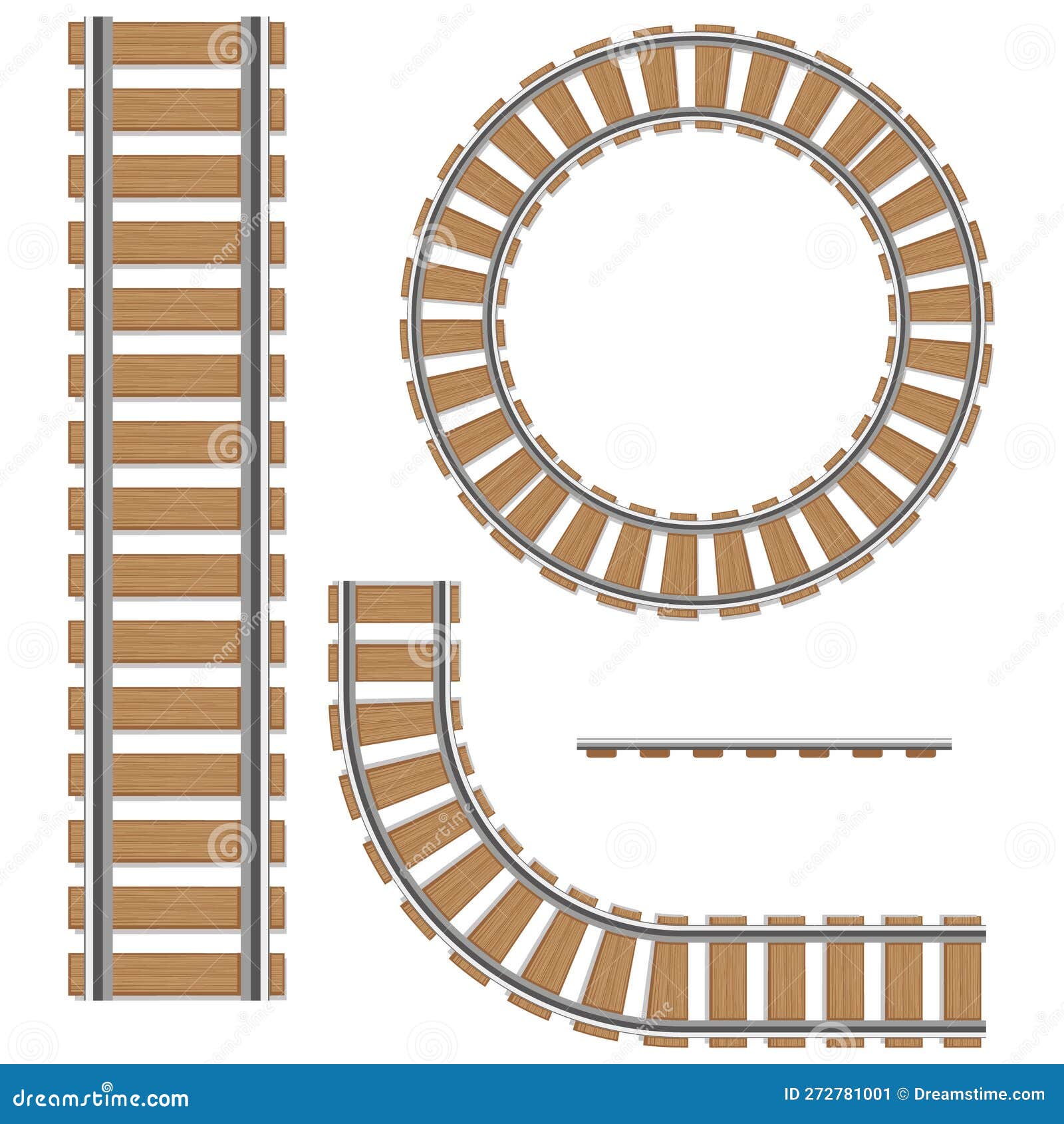 A Set of Railway Tracks. Isolated Vector Elements of a Railway, Rails ...