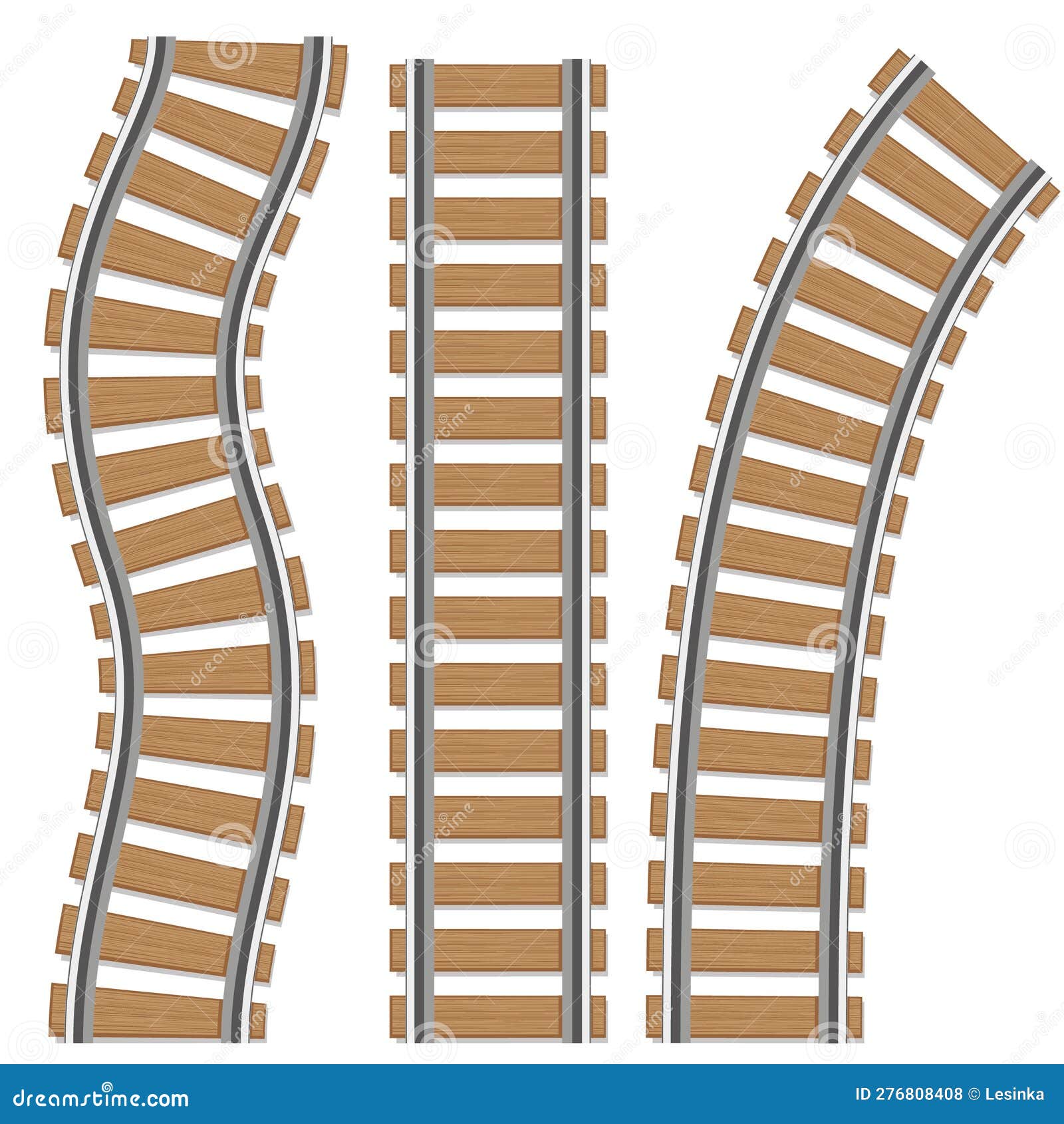 A Set of Railway Tracks. Isolated Vector Elements of a Railway, Rails ...