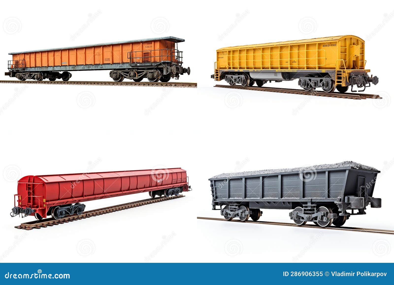 Set of Railway Wagons Isolated on White Background Stock Image - Image ...
