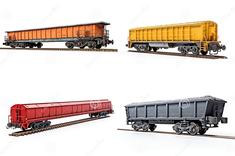 Set of Railway Wagons Isolated on White Background Stock Image - Image ...