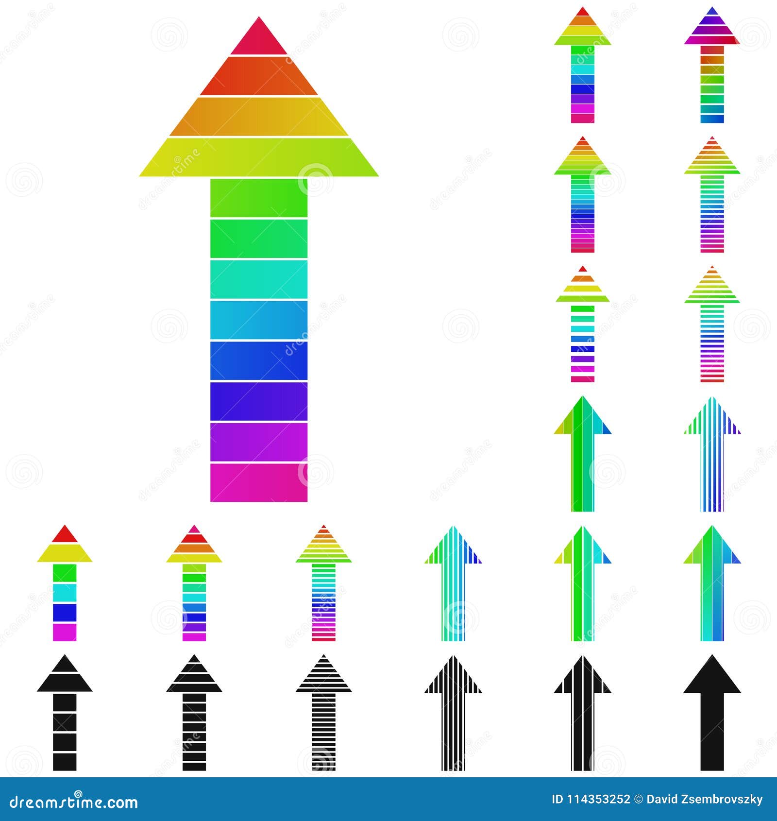 Set of Rainbow Arrow Logo Designs Stock Vector - Illustration of ...