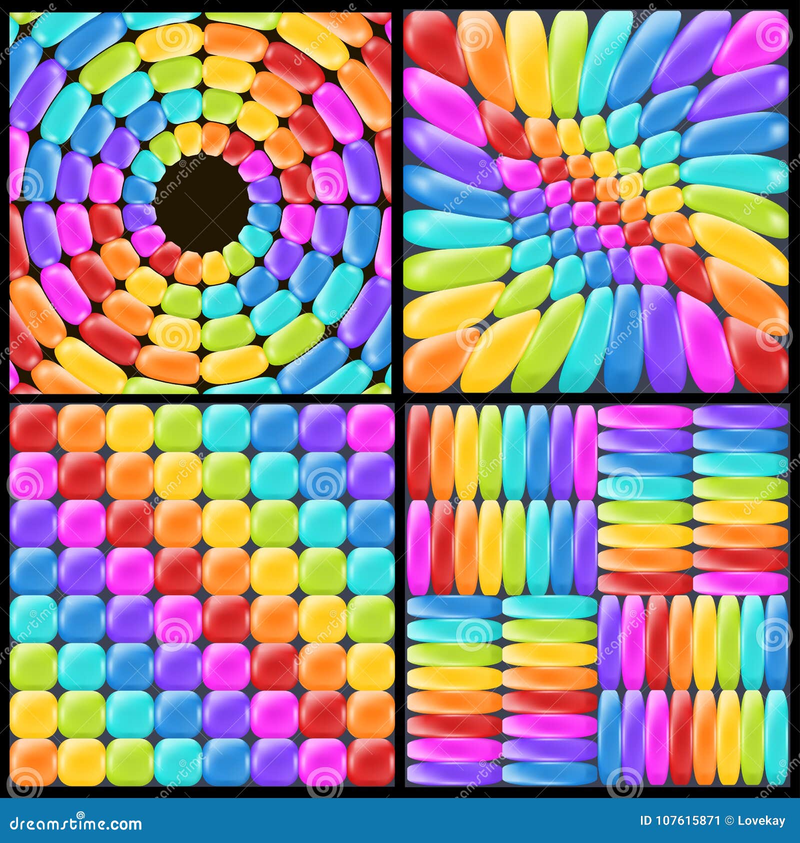 Set Rainbow Backgrounds with Realistic Glossy Elements. Fun Abstract ...