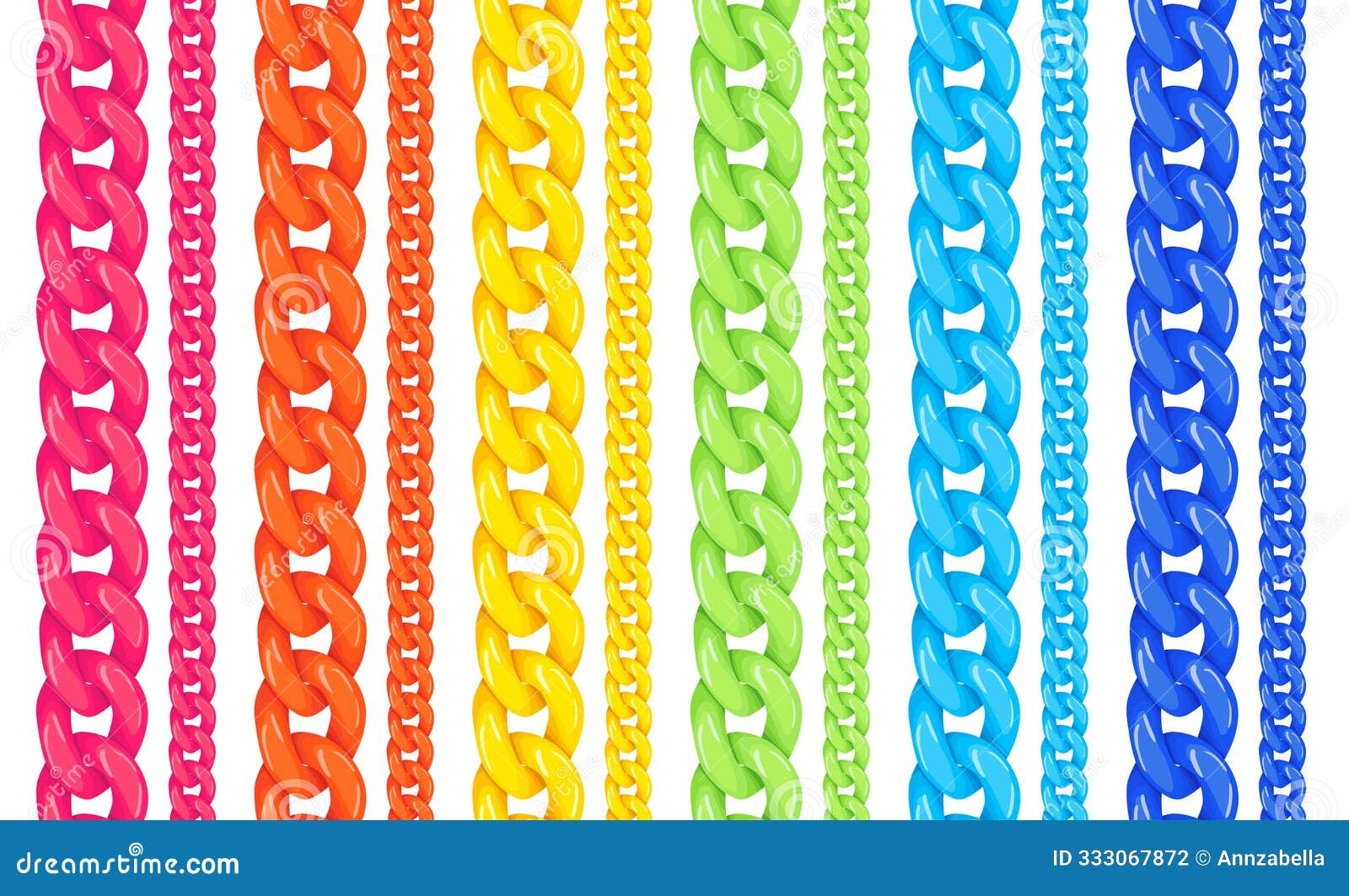 Set of Rainbow Colored Plastic Chains Vector Illustration Isolated on ...