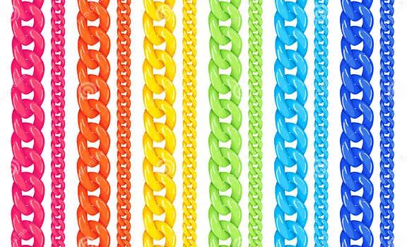 Set of Rainbow Colored Plastic Chains Vector Illustration Isolated on ...