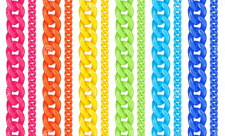 Set of Rainbow Colored Plastic Chains Vector Illustration Isolated on ...