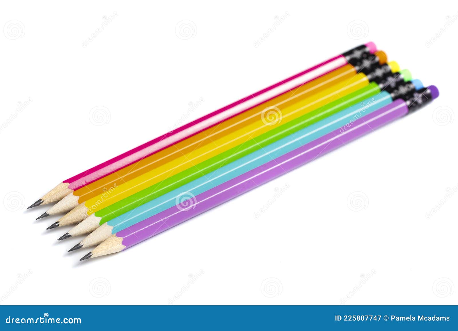 Set of Rainbow Colored Standard Pencils Isolated on a White Background ...