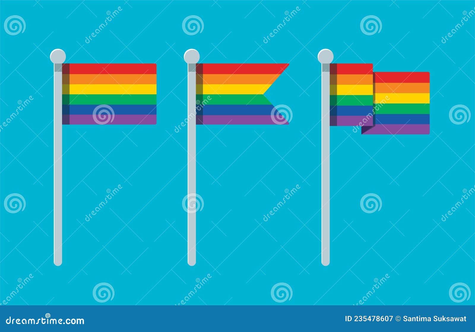 Set Of Rainbow Flag Lgbt Pride Vector Illustration Stock Vector