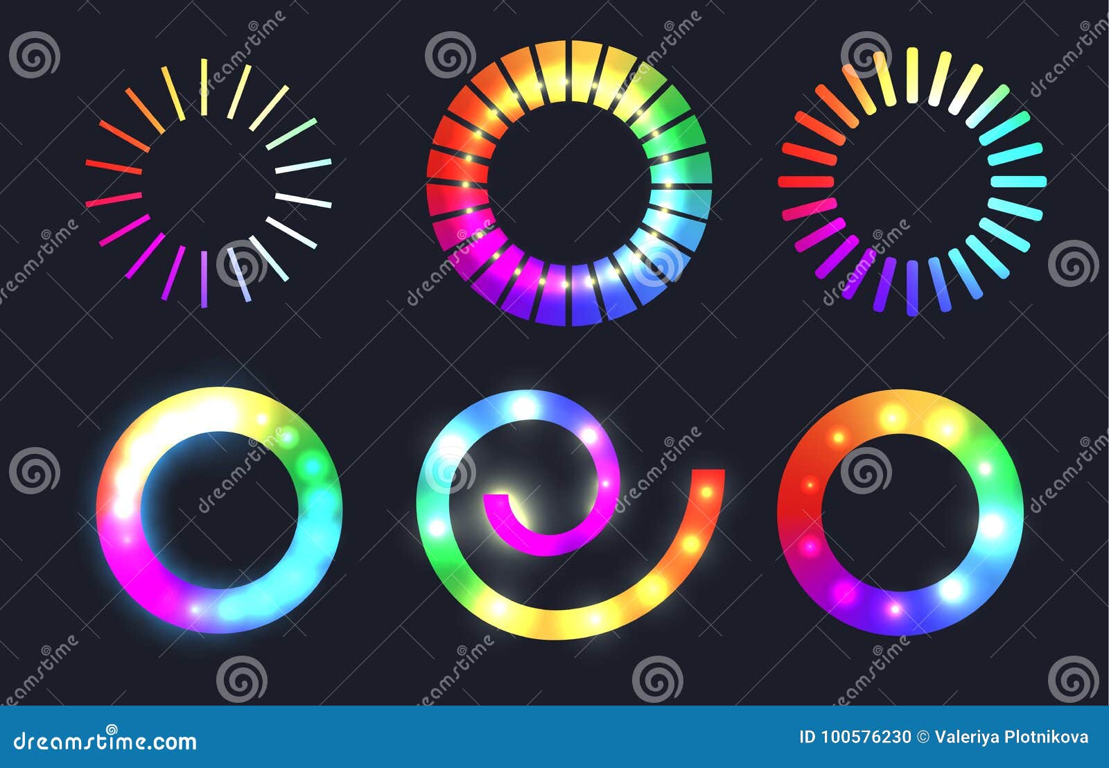 Set of Rainbow Loading Sliders with Sparkles. Stock Vector ...