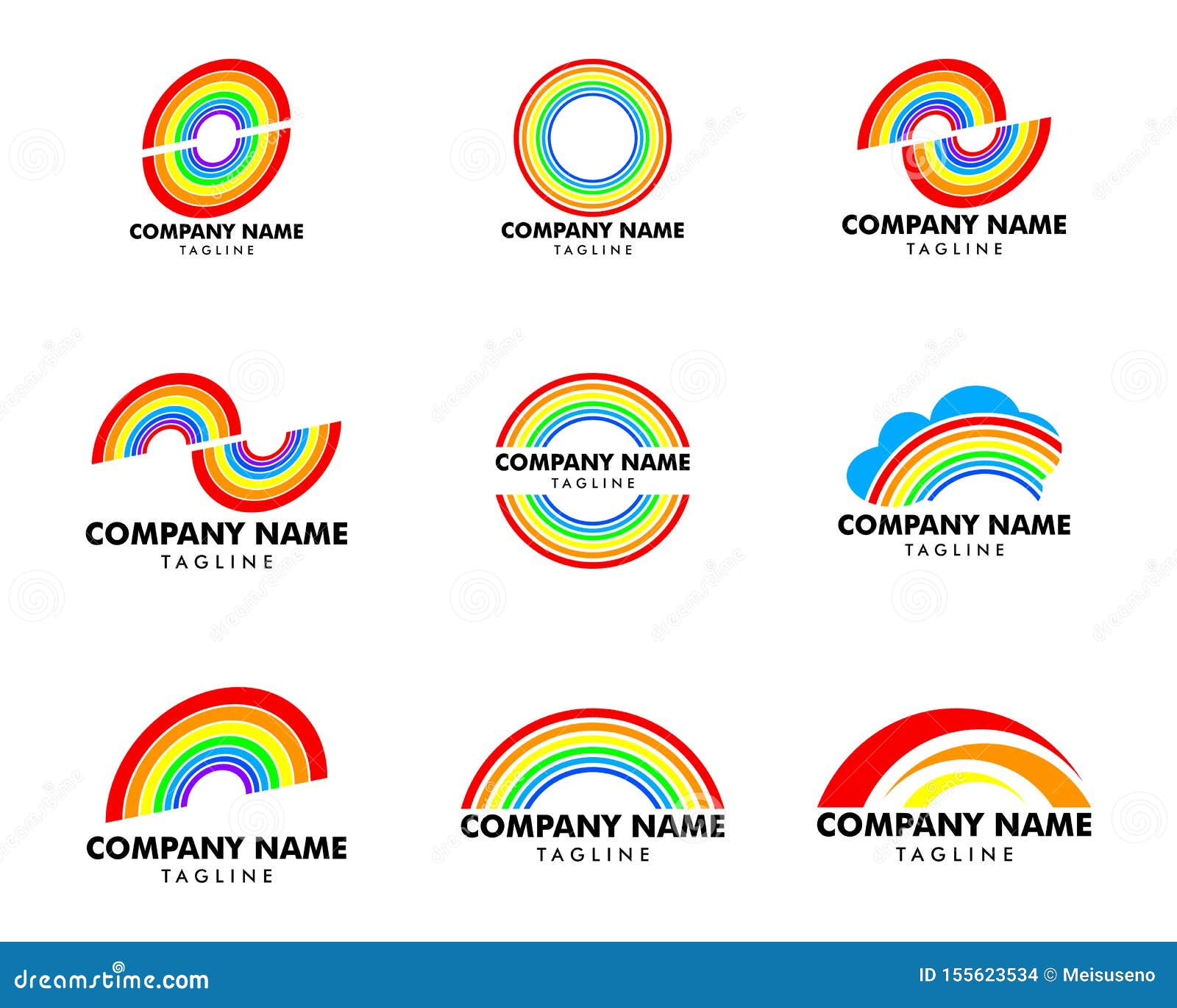 Set of Rainbow Logo Design Vector Template Stock Vector - Illustration ...