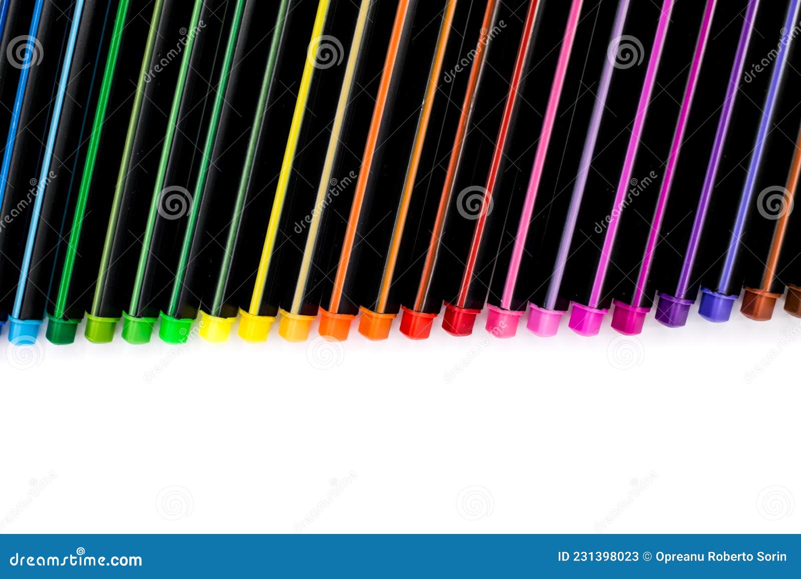 A set of rainbow markers stock image. Image of pencil - 231398023
