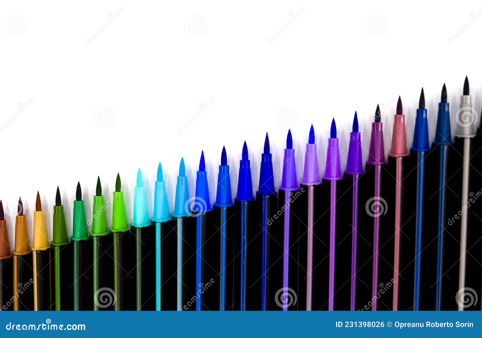 A set of rainbow markers stock photo. Image of learn - 231398026