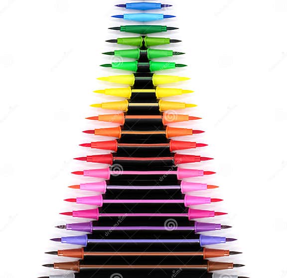 A set of rainbow markers stock photo. Image of office - 253755518