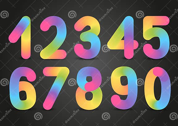 Set of rainbow numbers stock vector. Illustration of font - 109204135