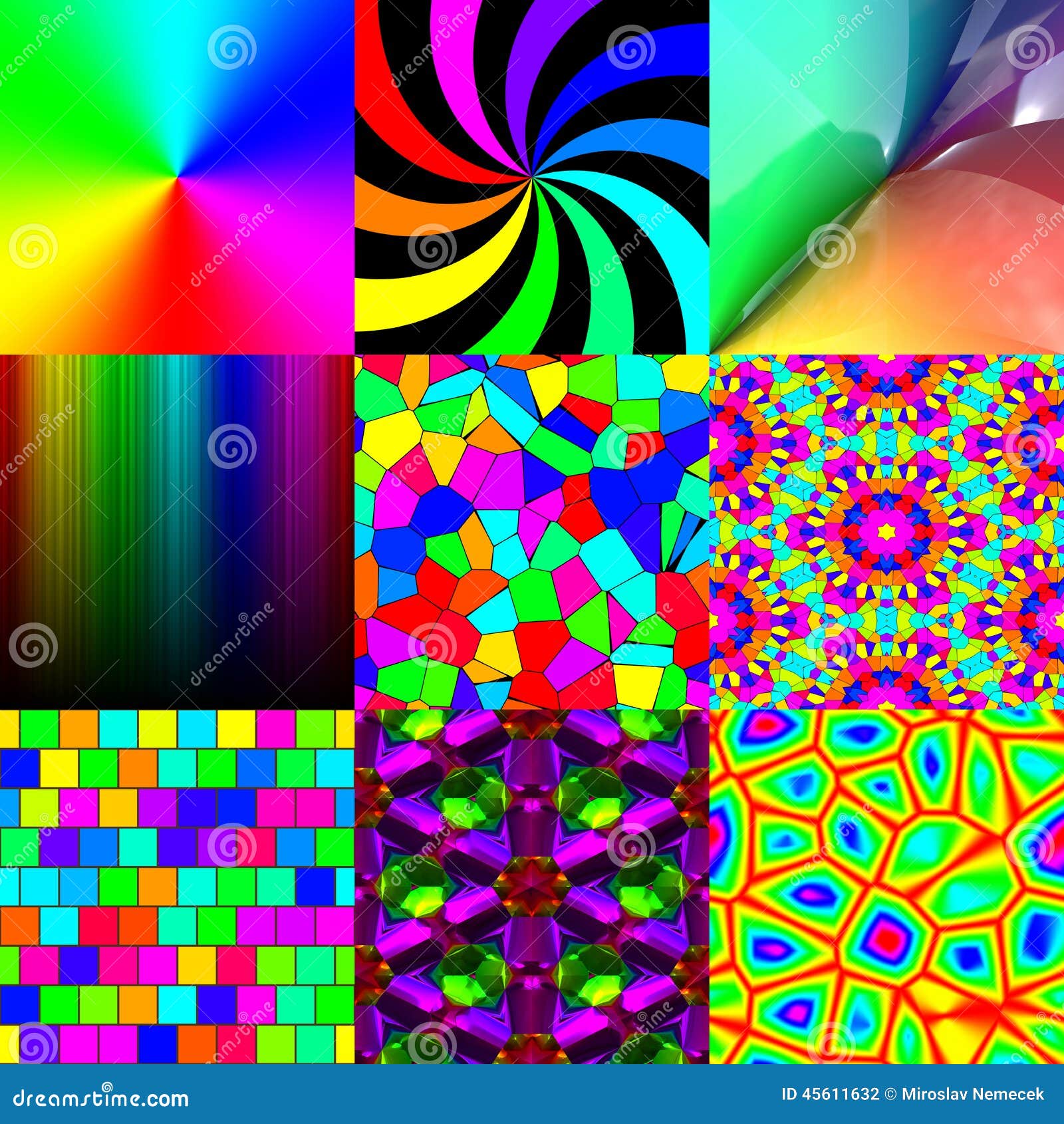 Set of Rainbow Pattern Textures Stock Illustration - Illustration of ...