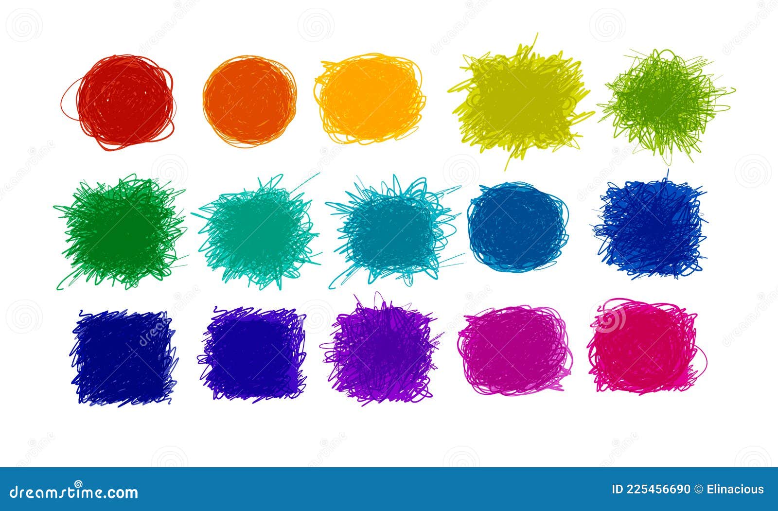 Set of Rainbow Scribble Elements with Place for Your Text on White ...