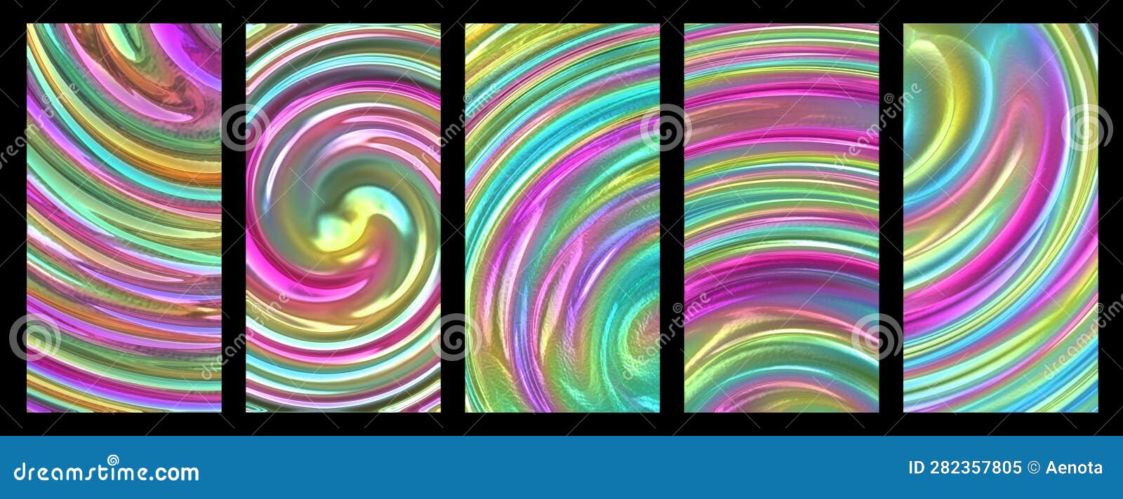 Set of Rainbow Vortex - Templates of Gloss Spiral Types - Holographic ...