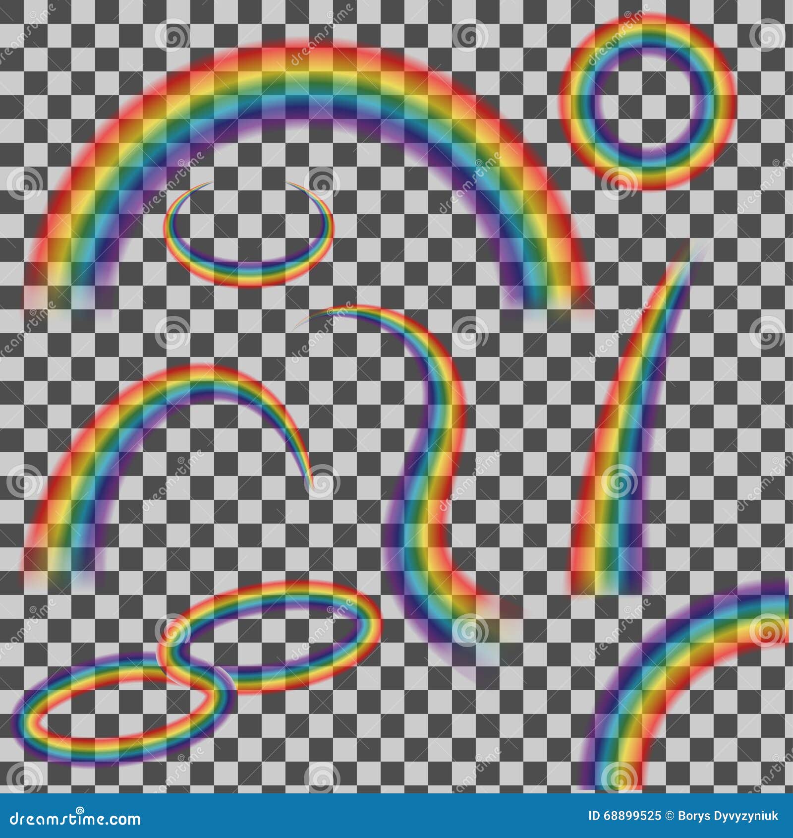 Rainbows Set Different Shape Realistic On Transparent Background ...