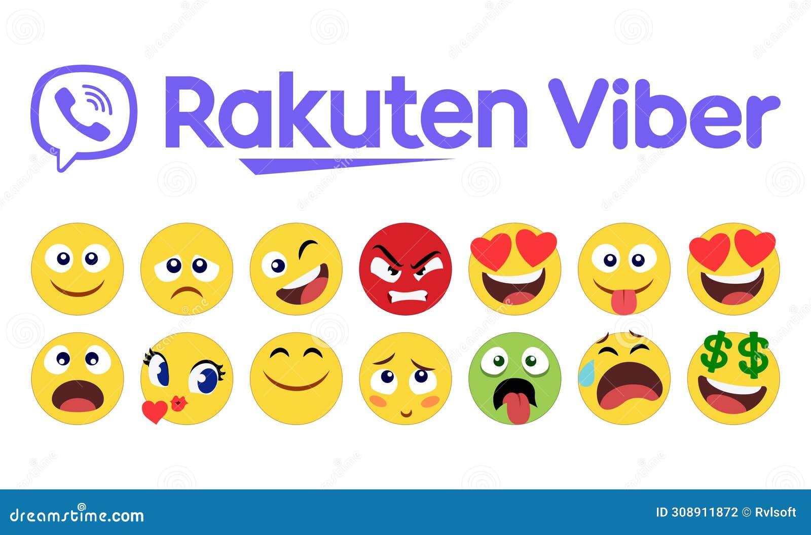 Set Of Rakuten Viber Smiles And Emoji Reactions Social Media Reactions