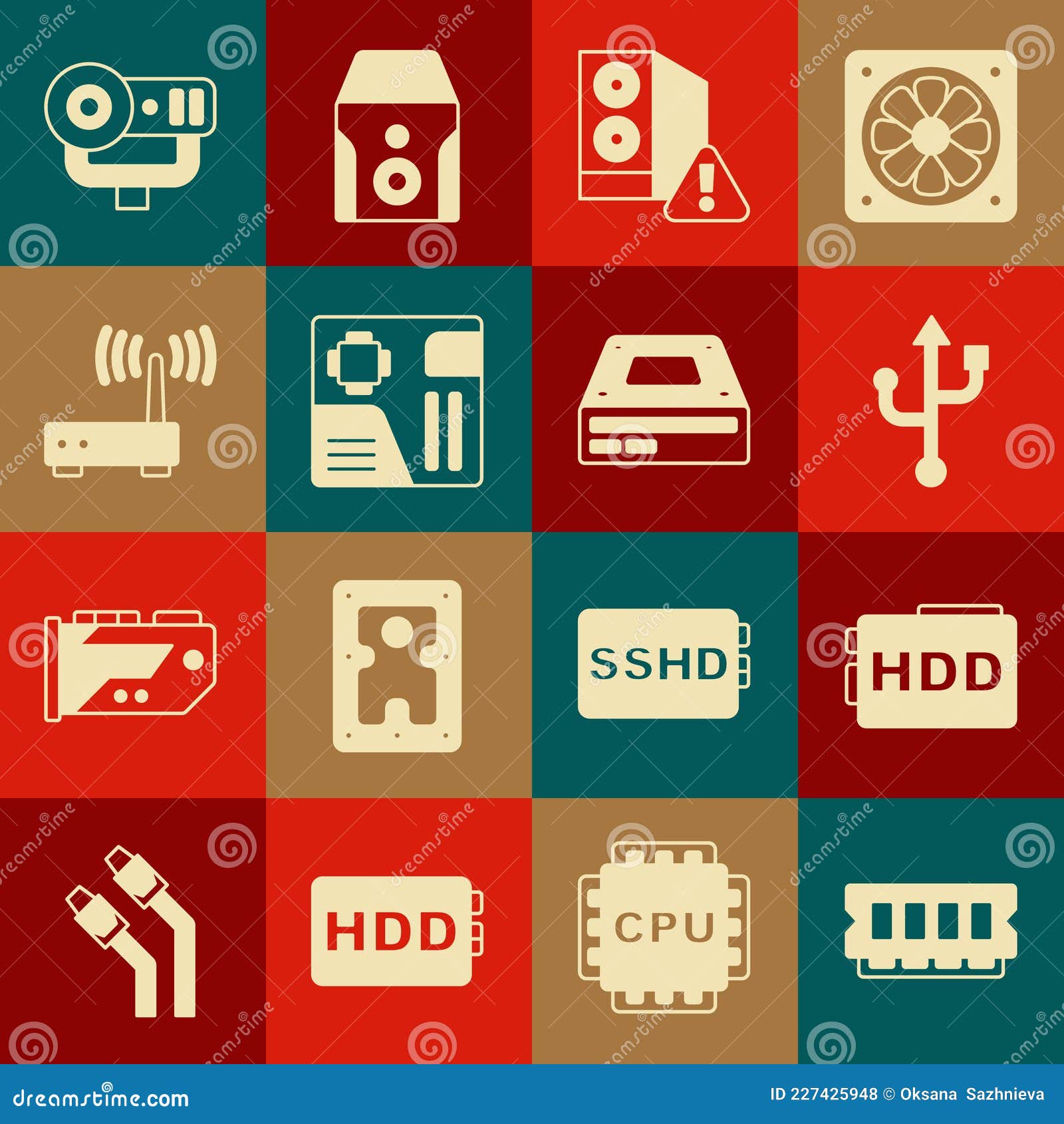 Set RAM, Random Access Memory, Hard Disk Drive HDD, USB, Case of ...