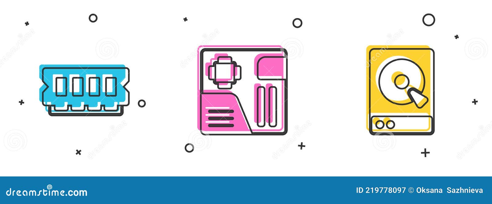 Set Ram Random Access Memory Motherboard Chip Digital Y Disco Duro ...