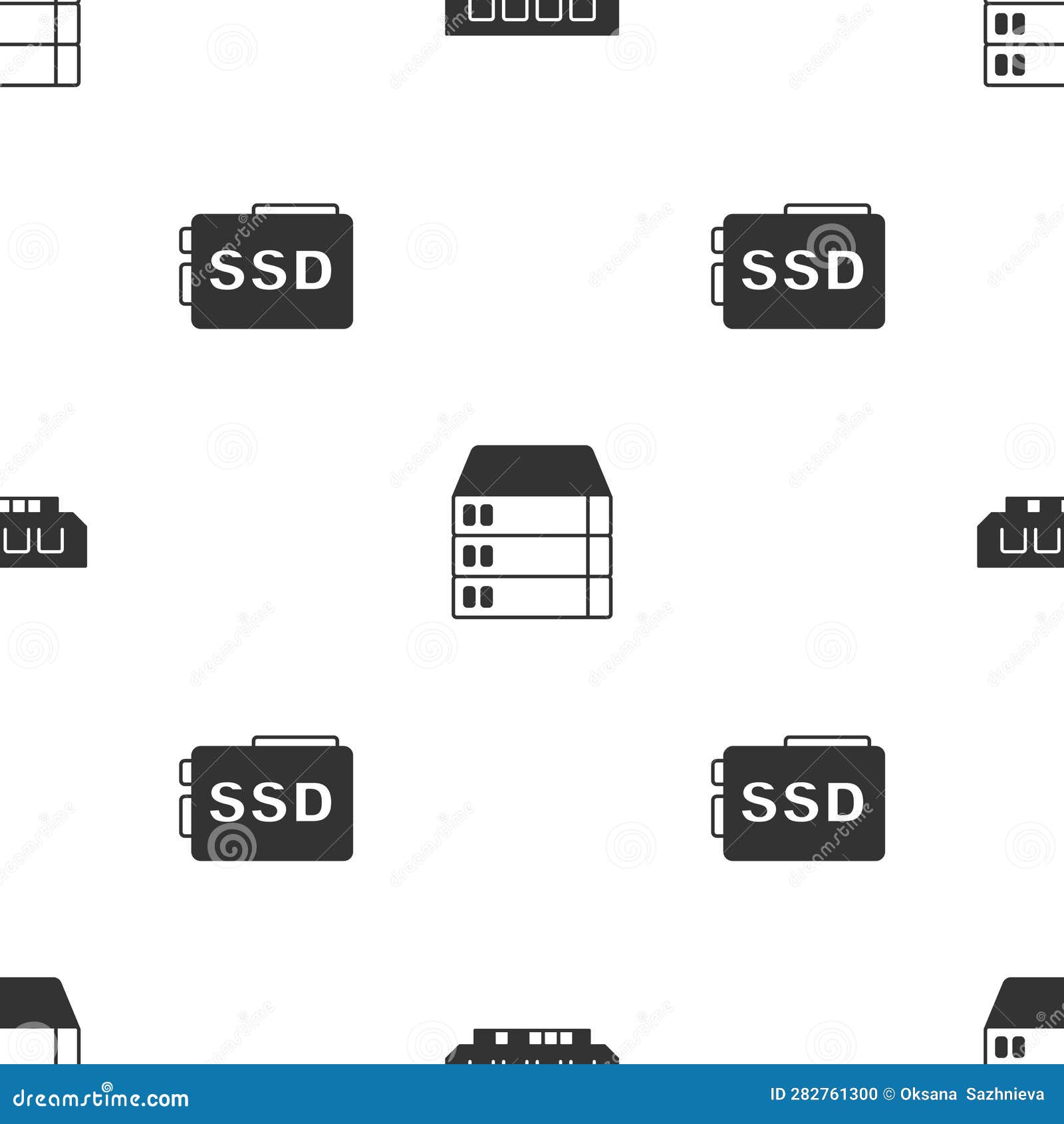 Set Ram Random Access Memory Server Data Web Hosting And Ssd Card