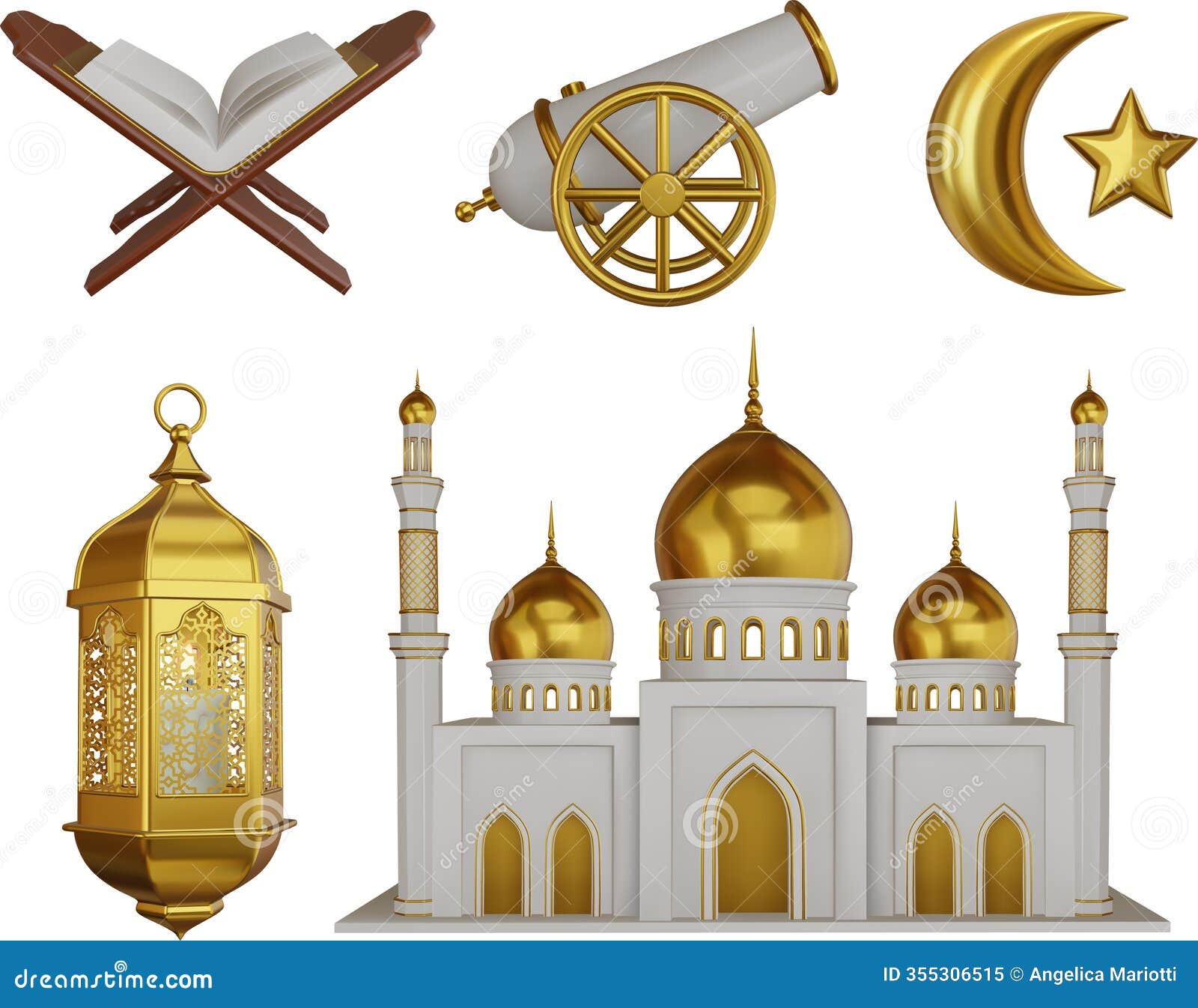 Set of Ramadan 3d Elements. Collection of Realistic Islamic Elements ...