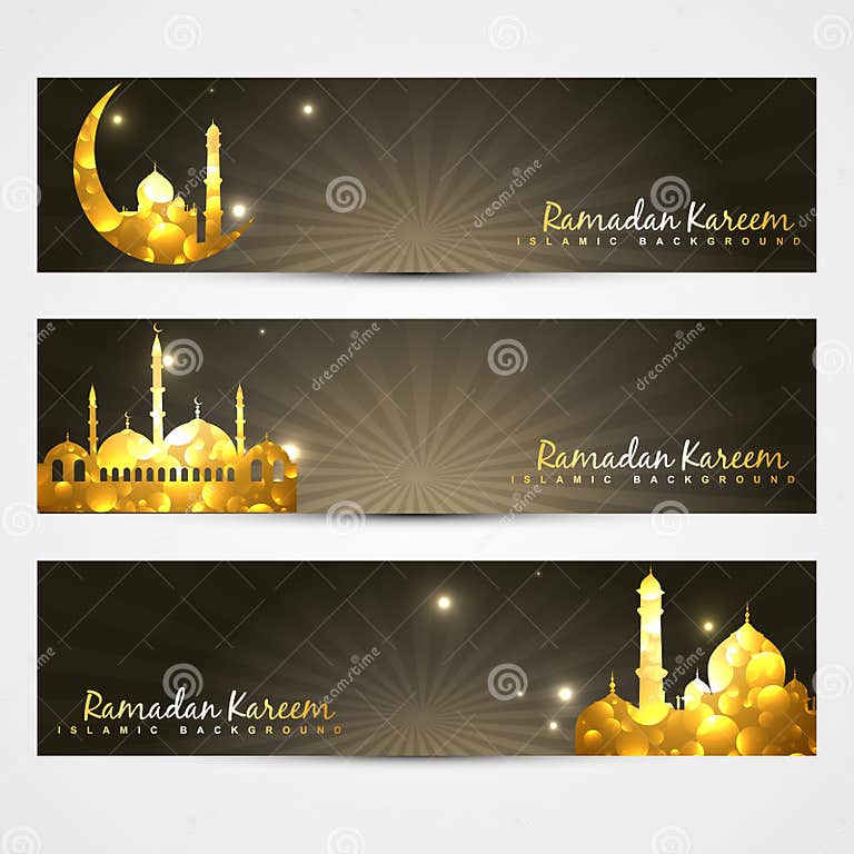 Set of ramadan headers stock vector. Illustration of pray - 32186255