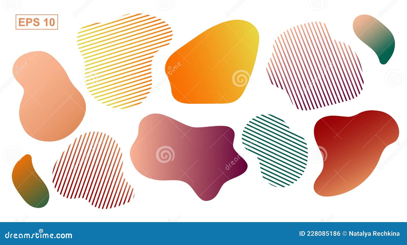 Set of Random Spots. Colored and Striped Spot. Vector Illustration ...