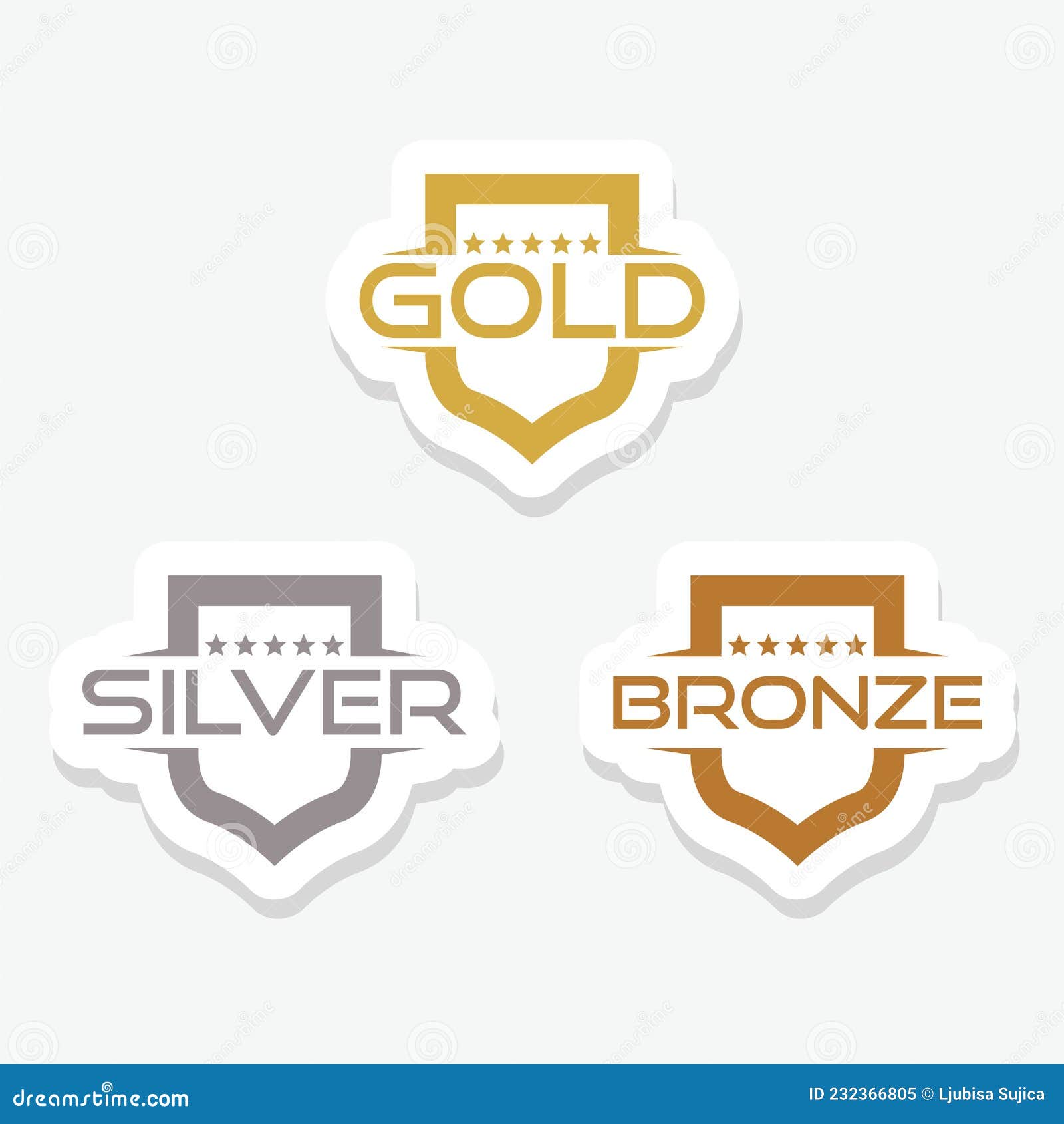 Set of Rank Emblems. Gold, Silver, Bronze Sticker Stock Vector ...