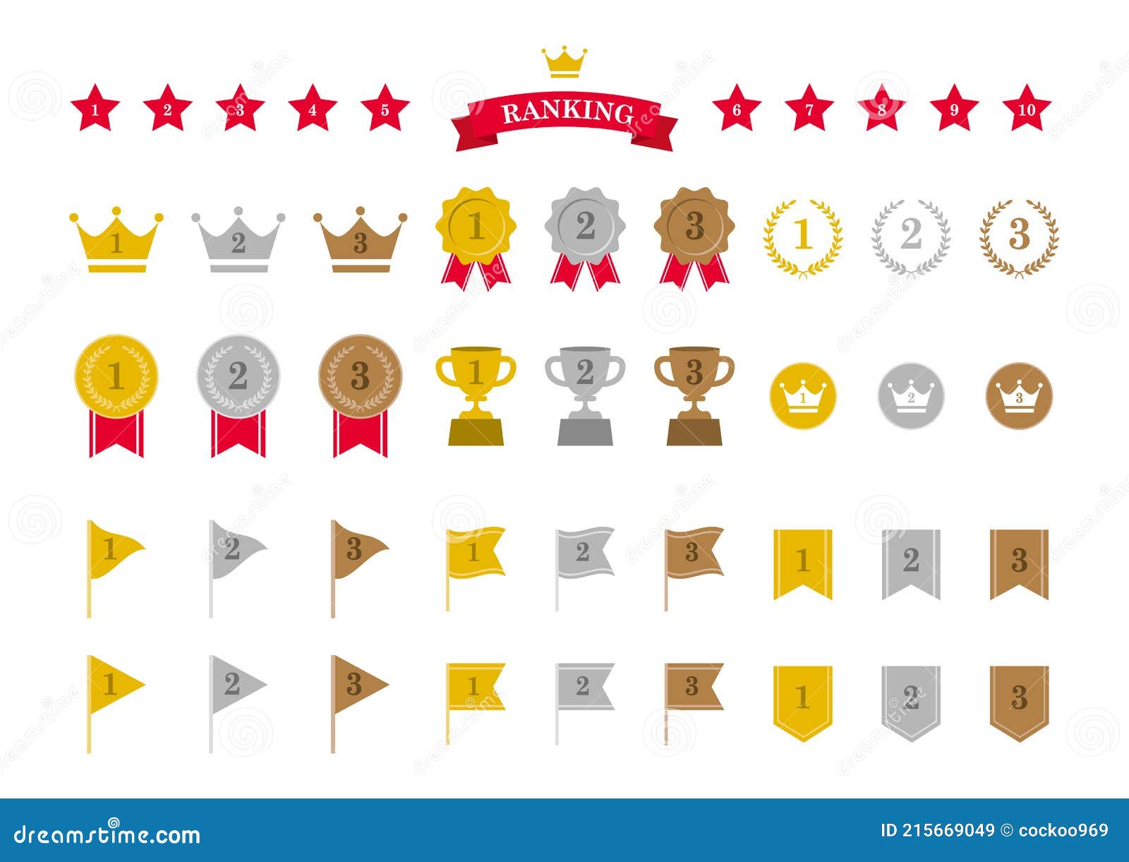 Set of Ranking Icon Illustrations Stock Vector - Illustration of trophy ...