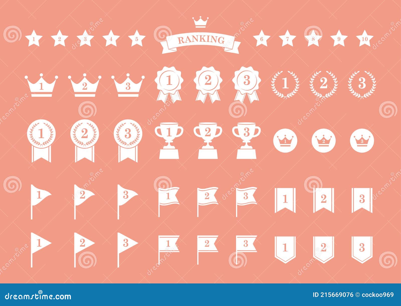 Set of Ranking Icon Illustrations Stock Illustration - Illustration of ...