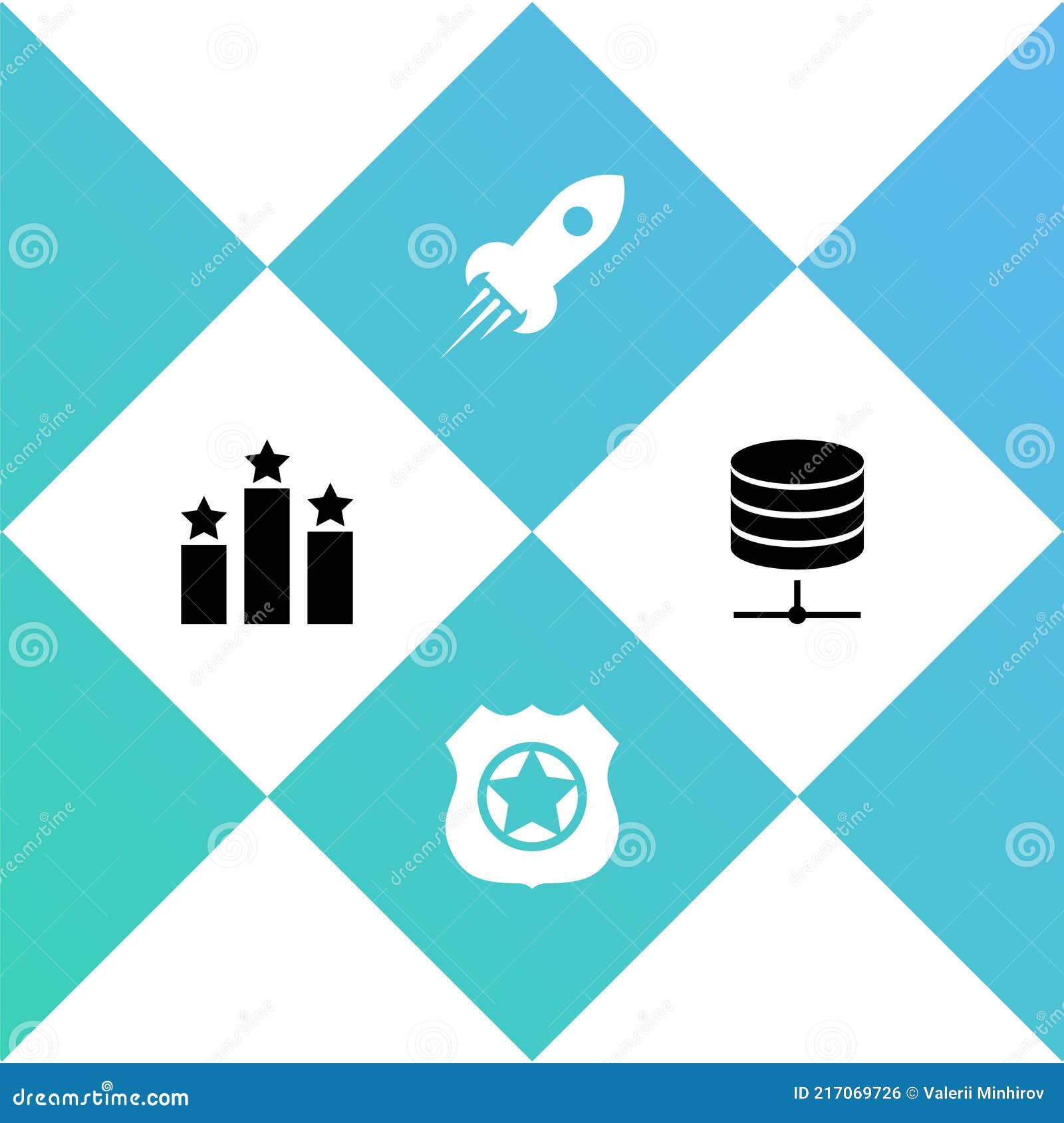 Set Ranking Star, Police Badge, Rocket Ship with Fire and Server, Data ... Set Ranking Star, Police Badge, Rocket Ship with Fire and Server, Data ...