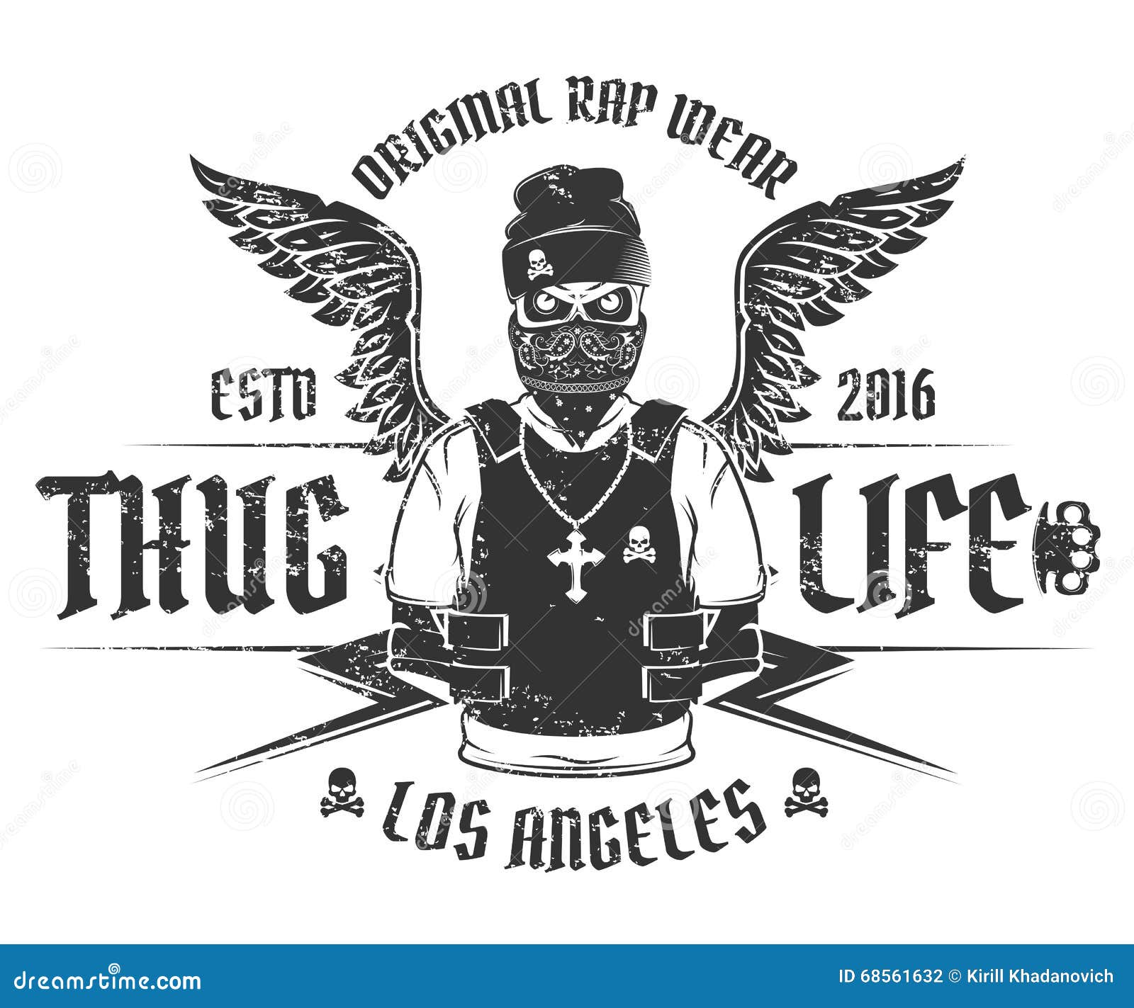 Set of Rap Skull and Hip Hop Skeleton Black and White Style Stock ...