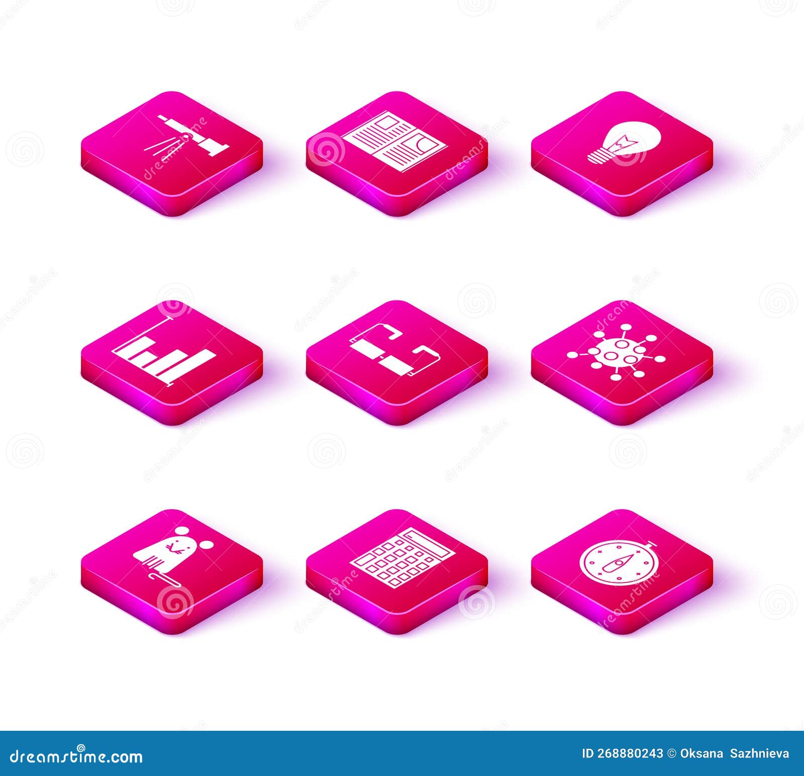 Set Rat, Calculator, Pie Chart Infographic, Glasses, Compass, Bacteria ...