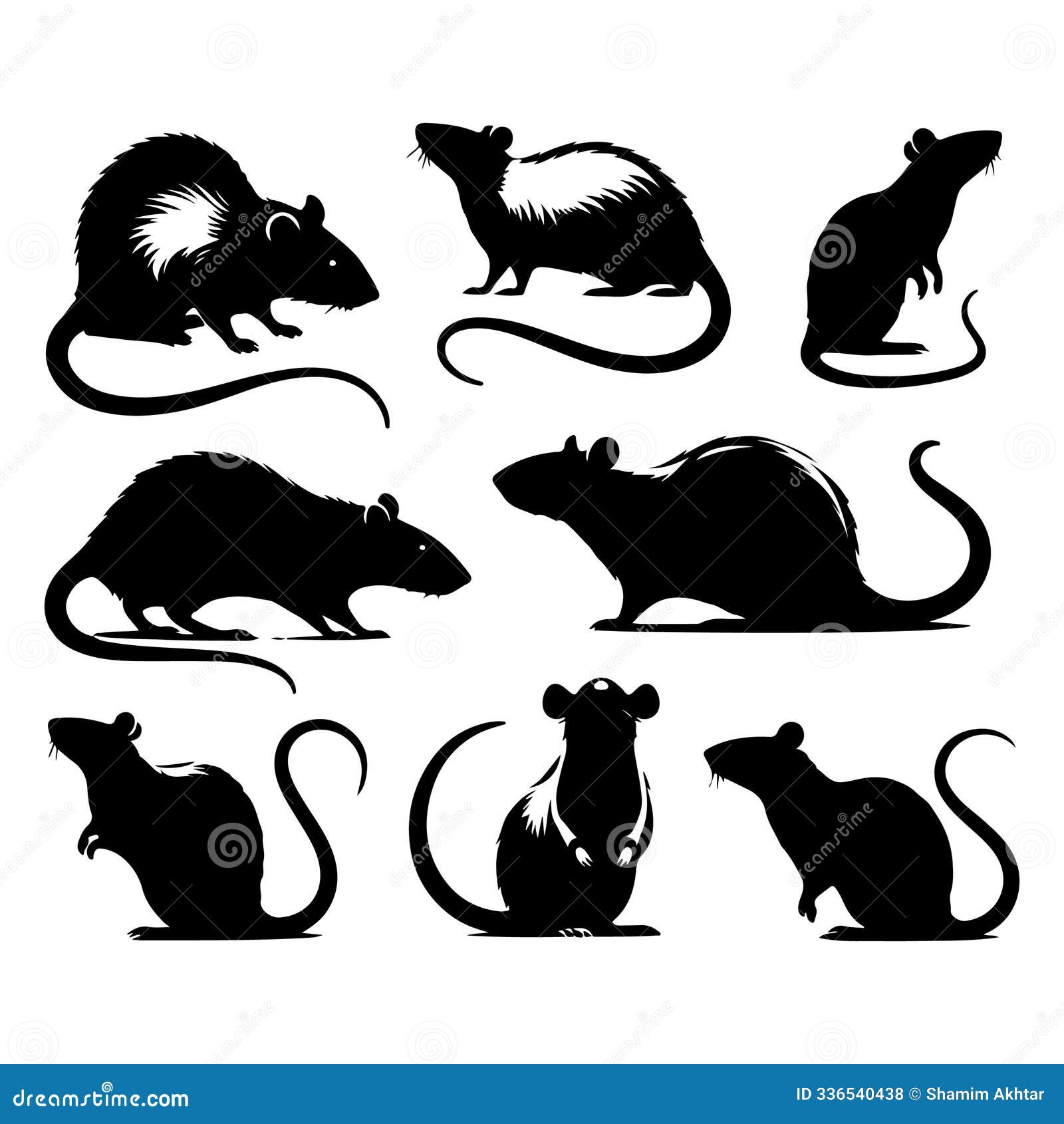 Set of Rat Silhouette Vector on a White Background Stock Illustration ...