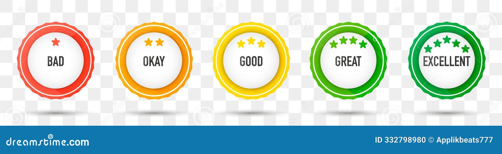 Set of Rating Badges with Shadow on a Transparent Background Stock ...