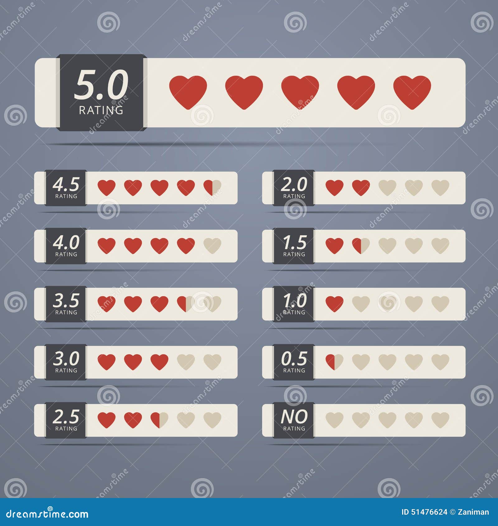 Set of Rating Widgets with Heart Shapes Stock Vector - Illustration of ...