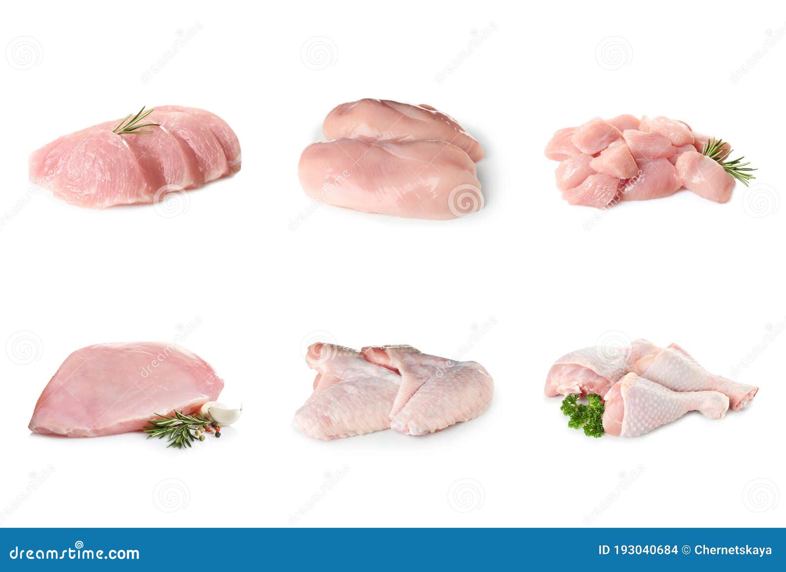 Set with Raw Chicken Meat on Background Stock Photo - Image of isolated ...