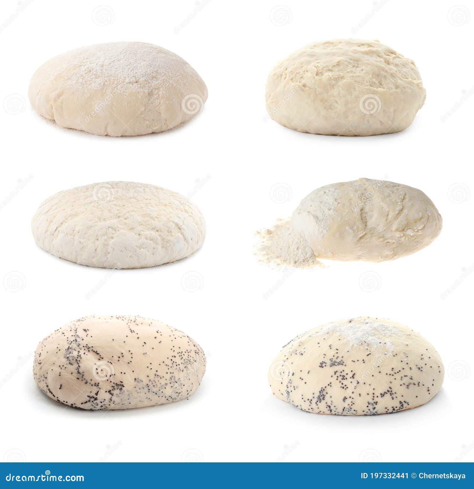 Set with Raw Dough on White Background Stock Image - Image of kneading ...