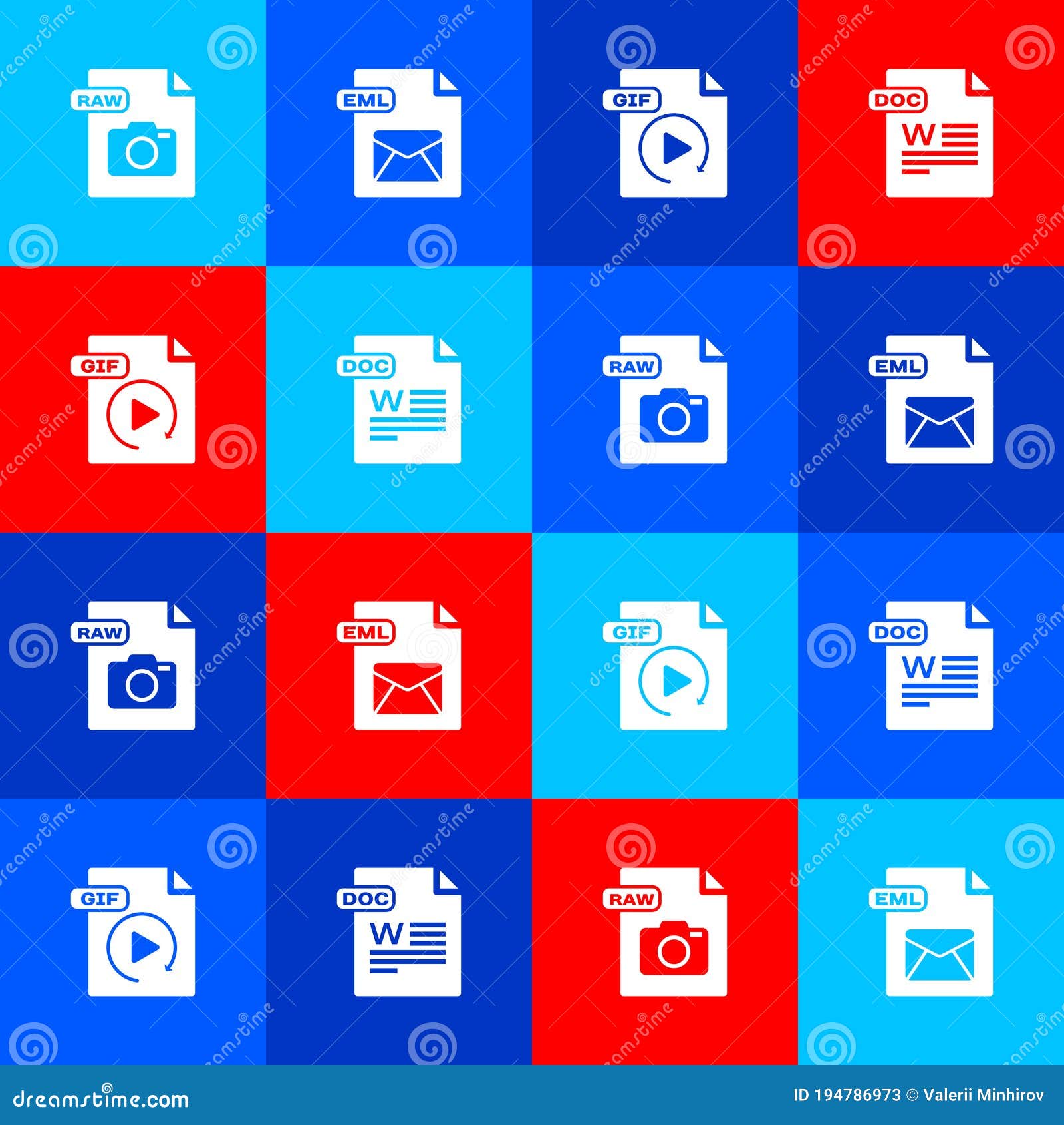 Set RAW File Document, EML, GIF and DOC Icon. Vector Stock Vector ... Set RAW File Document, EML, GIF and DOC Icon. Vector Stock Vector ...