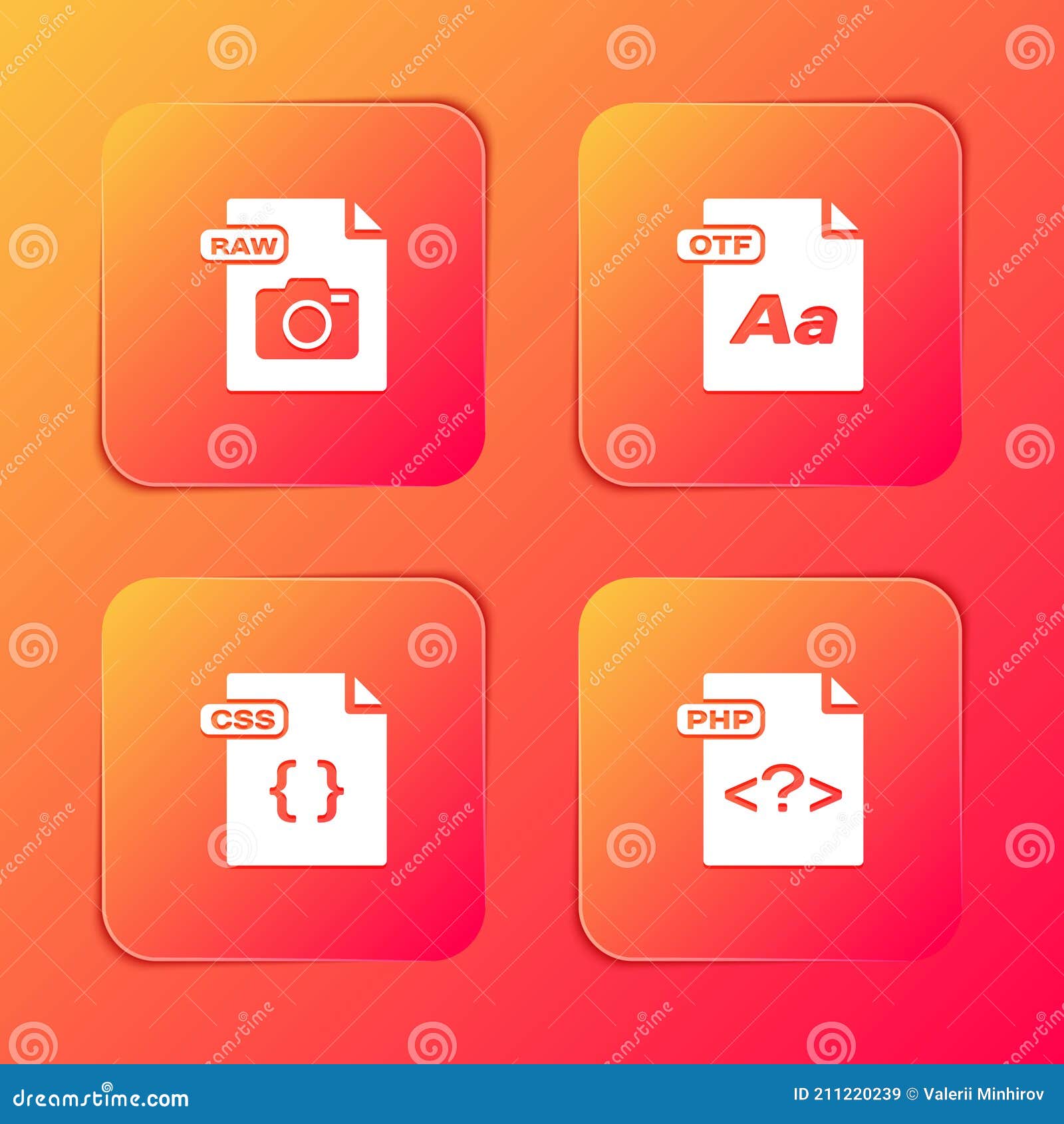 Set RAW File Document, OTF, CSS and PHP Icon. Vector Stock Vector ... Set RAW File Document, OTF, CSS and PHP Icon. Vector Stock Vector ...