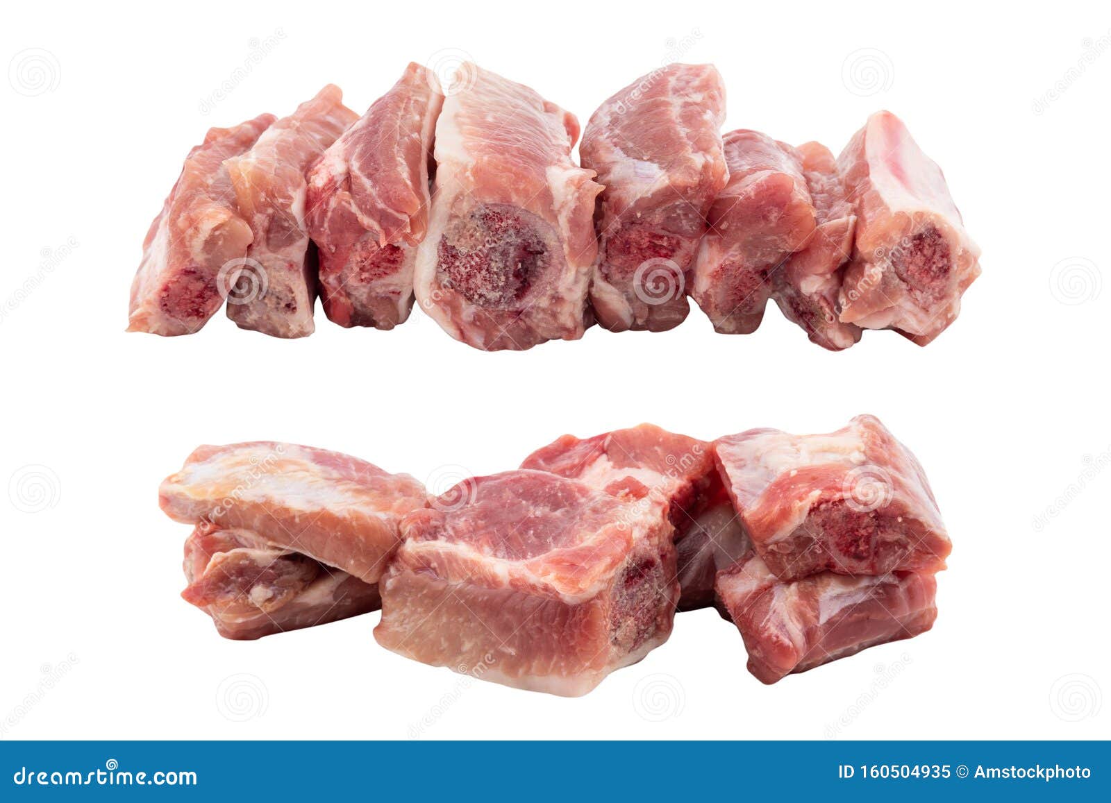 Set of Raw Pork Ribs Isolated on White Background Stock Image - Image ...