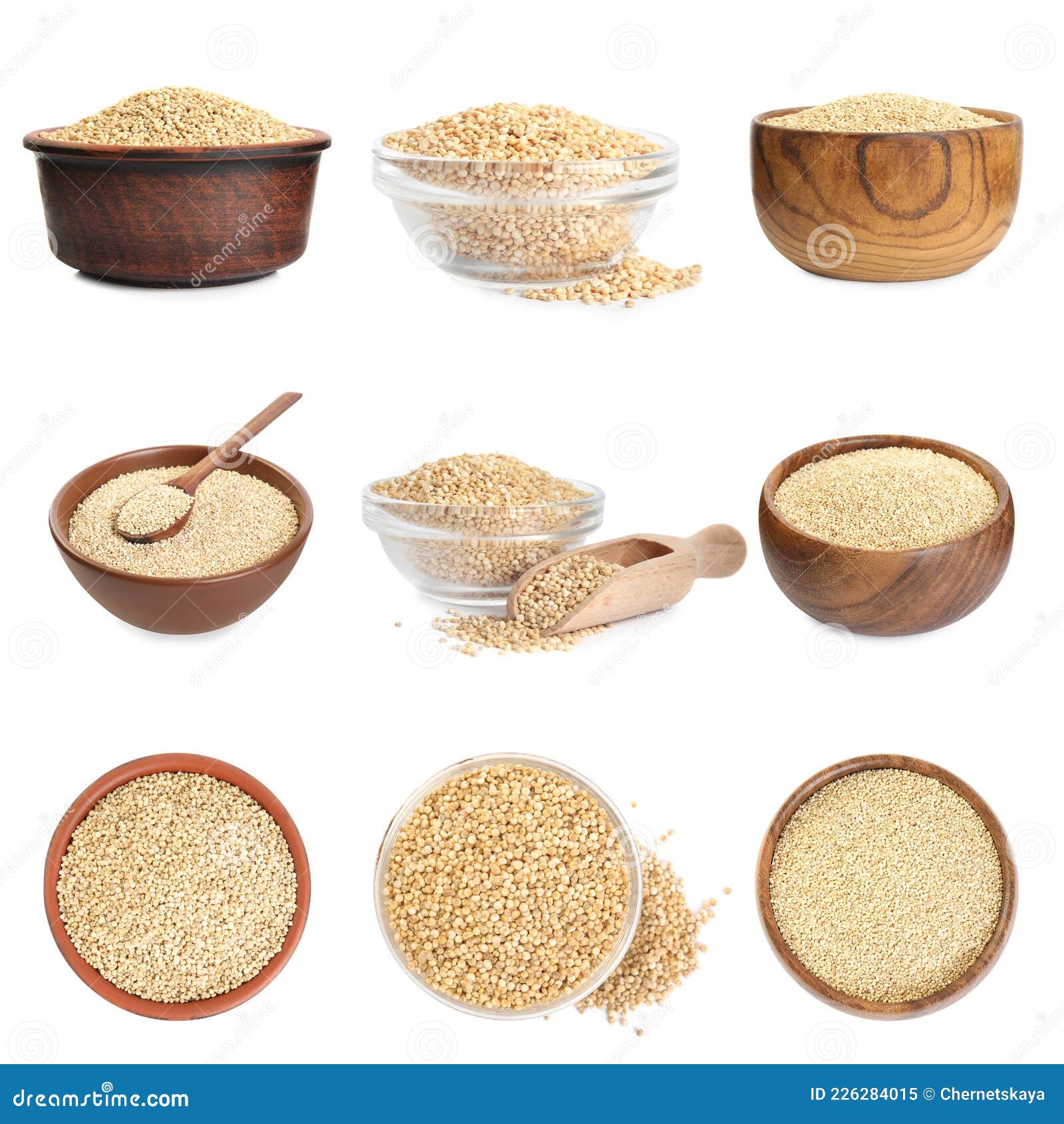 Set with Raw Quinoa in White Background Stock Image - Image of glass ...