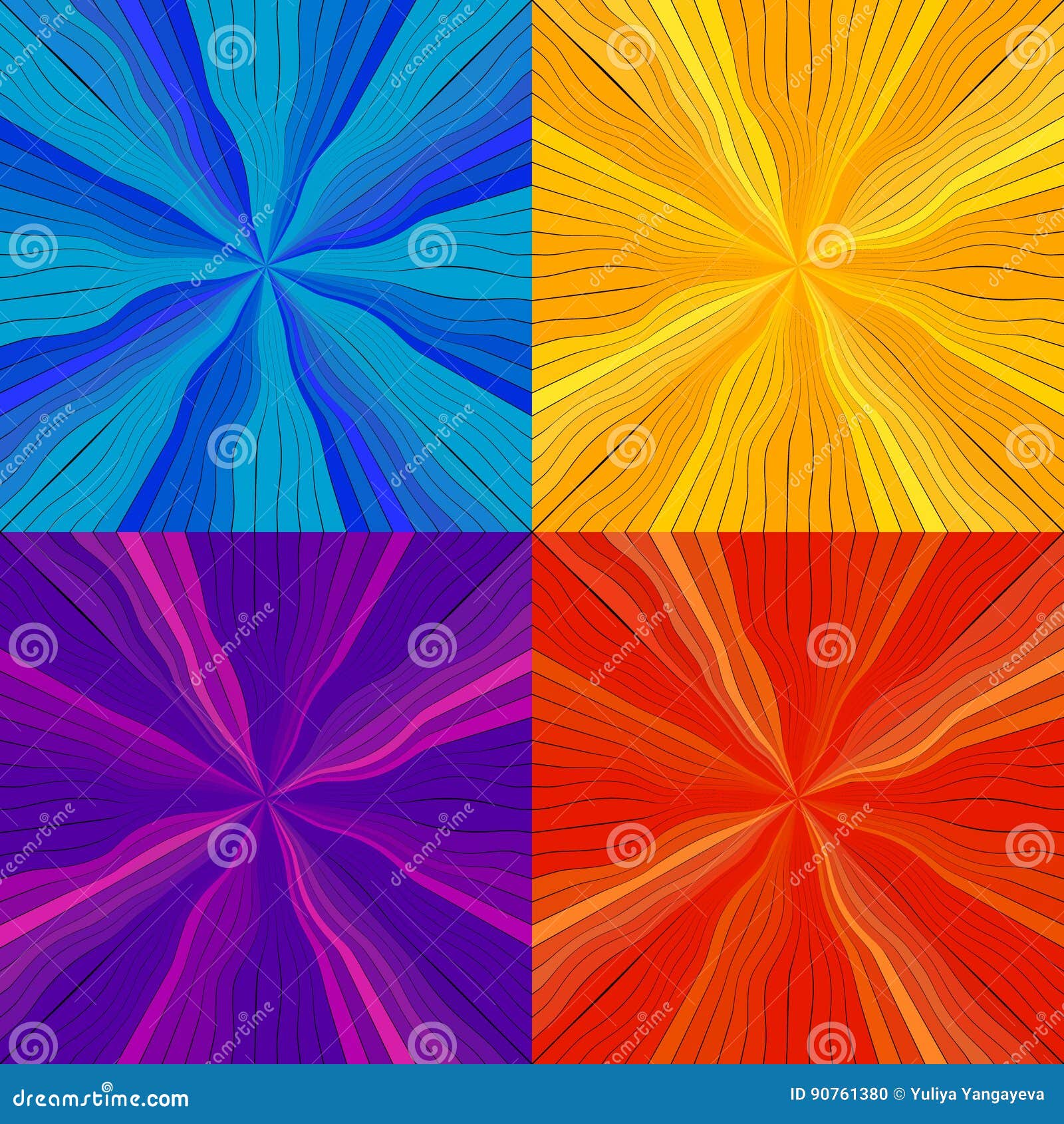 Set of Rays and Lines from the Center. Stock Vector - Illustration of ...