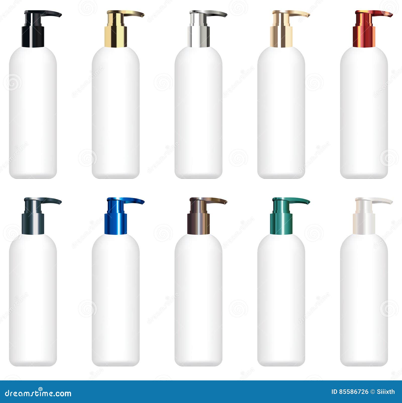 Colorful Cosmetic Oil Bottle With Doser Isolated On White Background ...