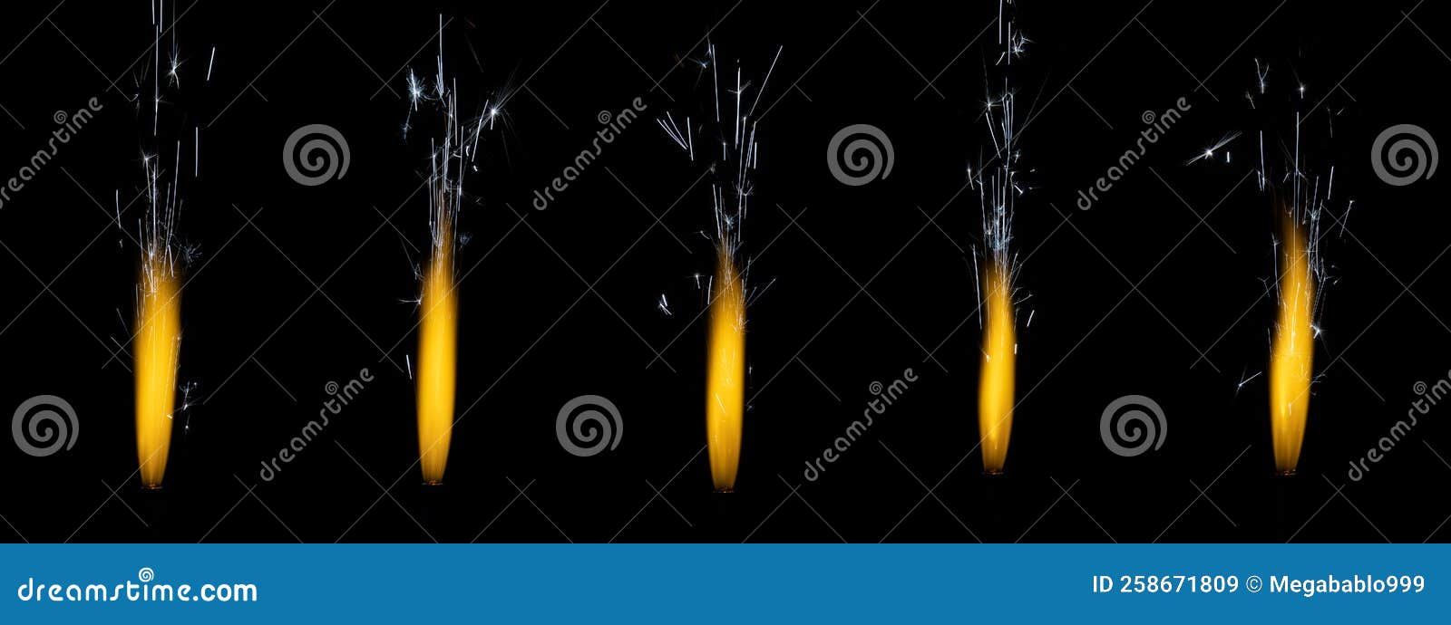 Set of Real Jet Fire with Sparks on Black Background for Overlay ...